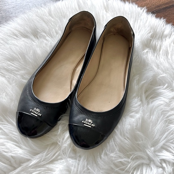 Coach | Shoes | Coach Chelsea Black Leather Cap Toe Ballet Flat | Poshmark